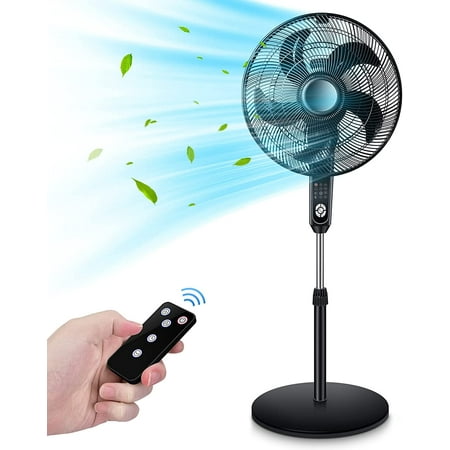 Pedestal Fan, Oscillating Fan with Timer Function, Powerful 4 Speeds, 3 ...