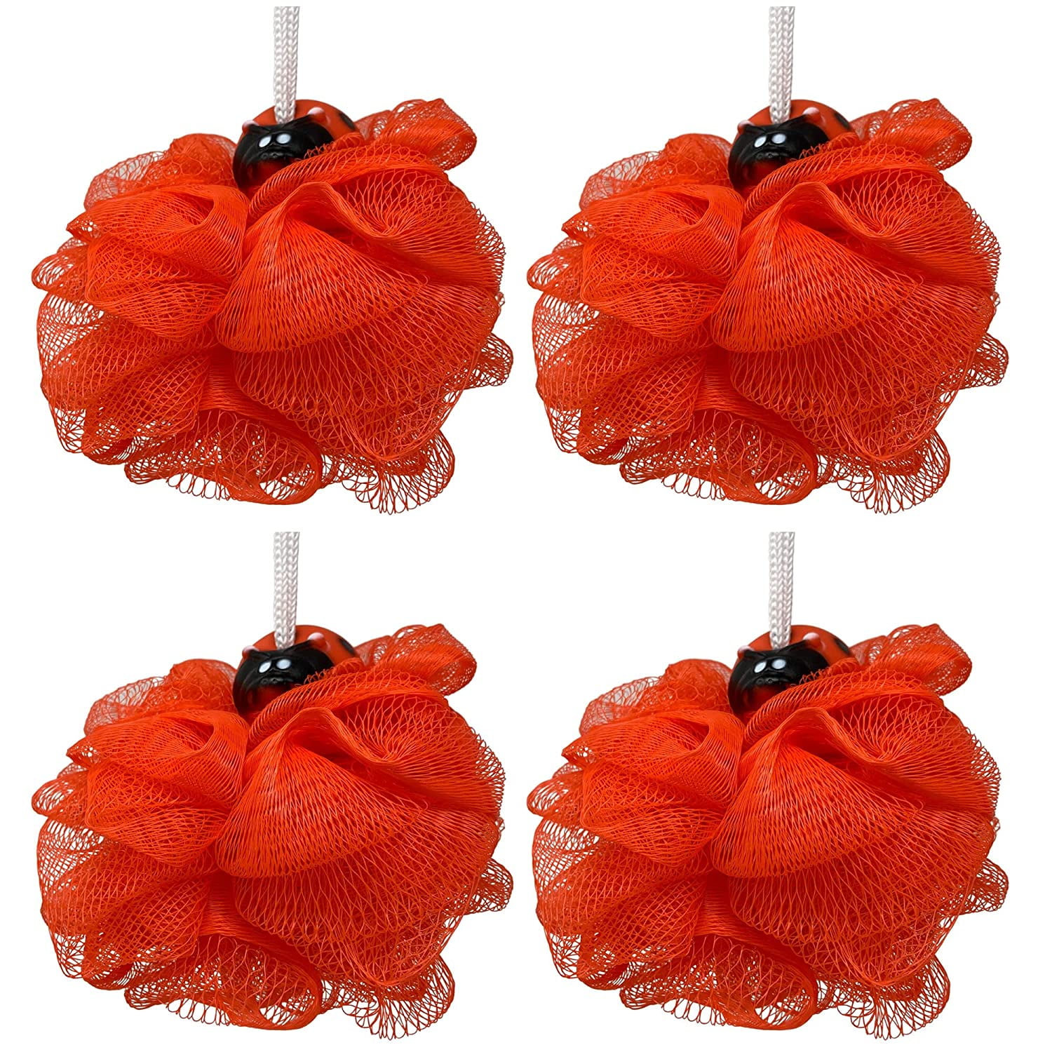 4 Squeaking Ladybug Loofahs Bath and Shower Play Exfoliating Clean Fun ...