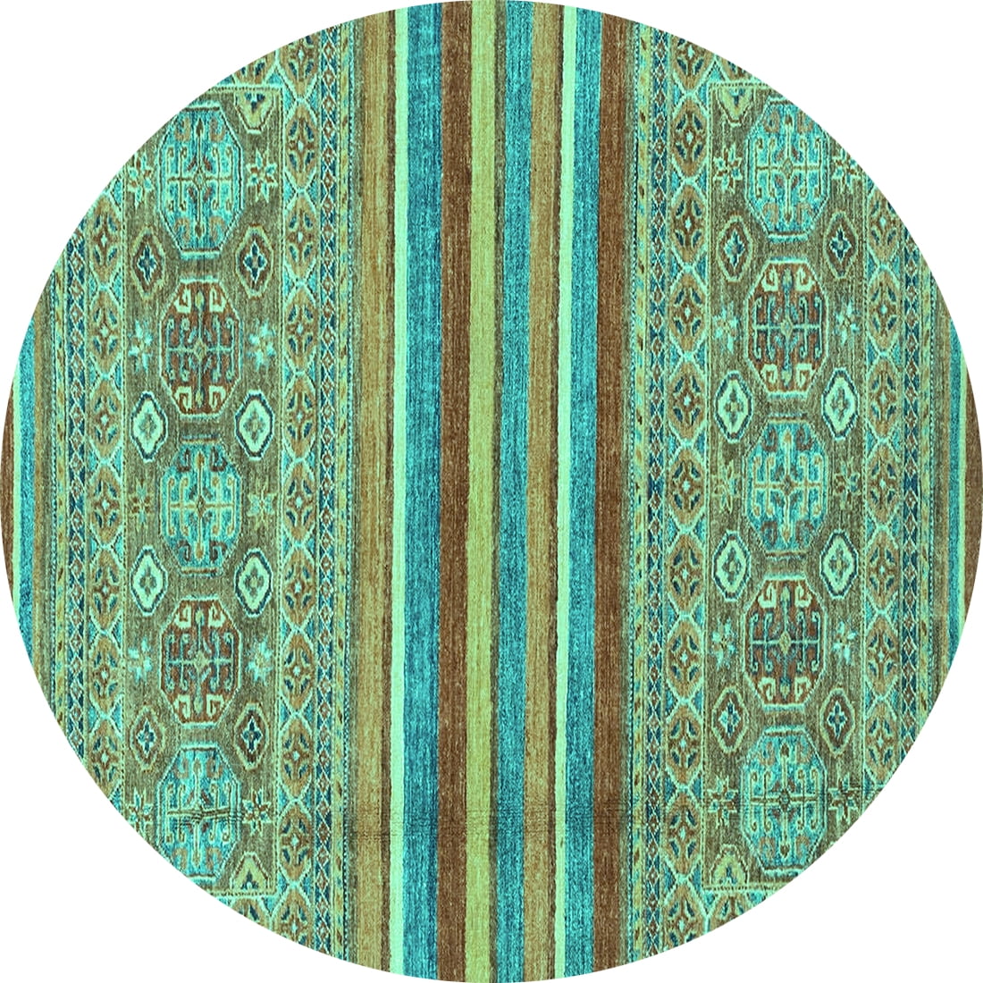 Ahgly Company Machine Washable Indoor Round Abstract Turquoise Blue ...