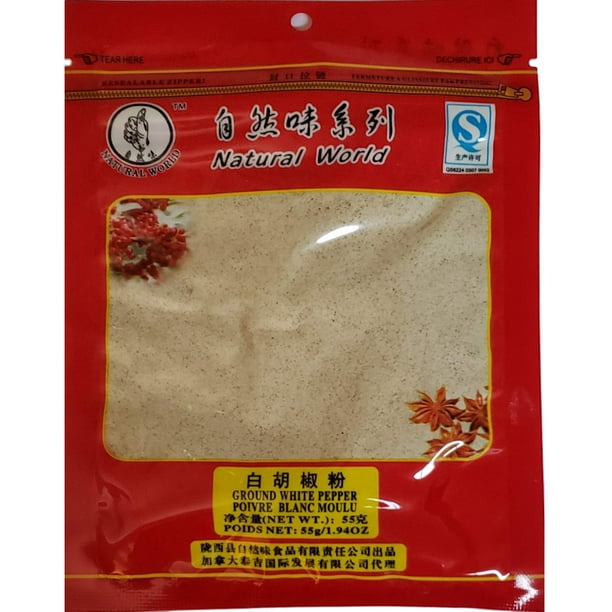 Natural World Ground White Pepper 55 Grams, Natural World Ground White ...