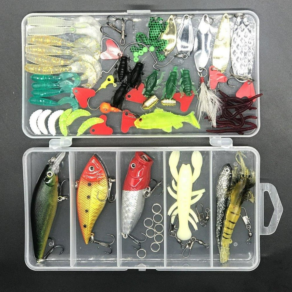 Elegantoss Fishing Lures Kit Set to Catch Bass, Trout, Salmon. Includes ...