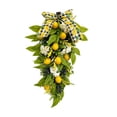 Artificial Lemon Wreath, Teardrop Shaped Summer Floral Wreath With ...