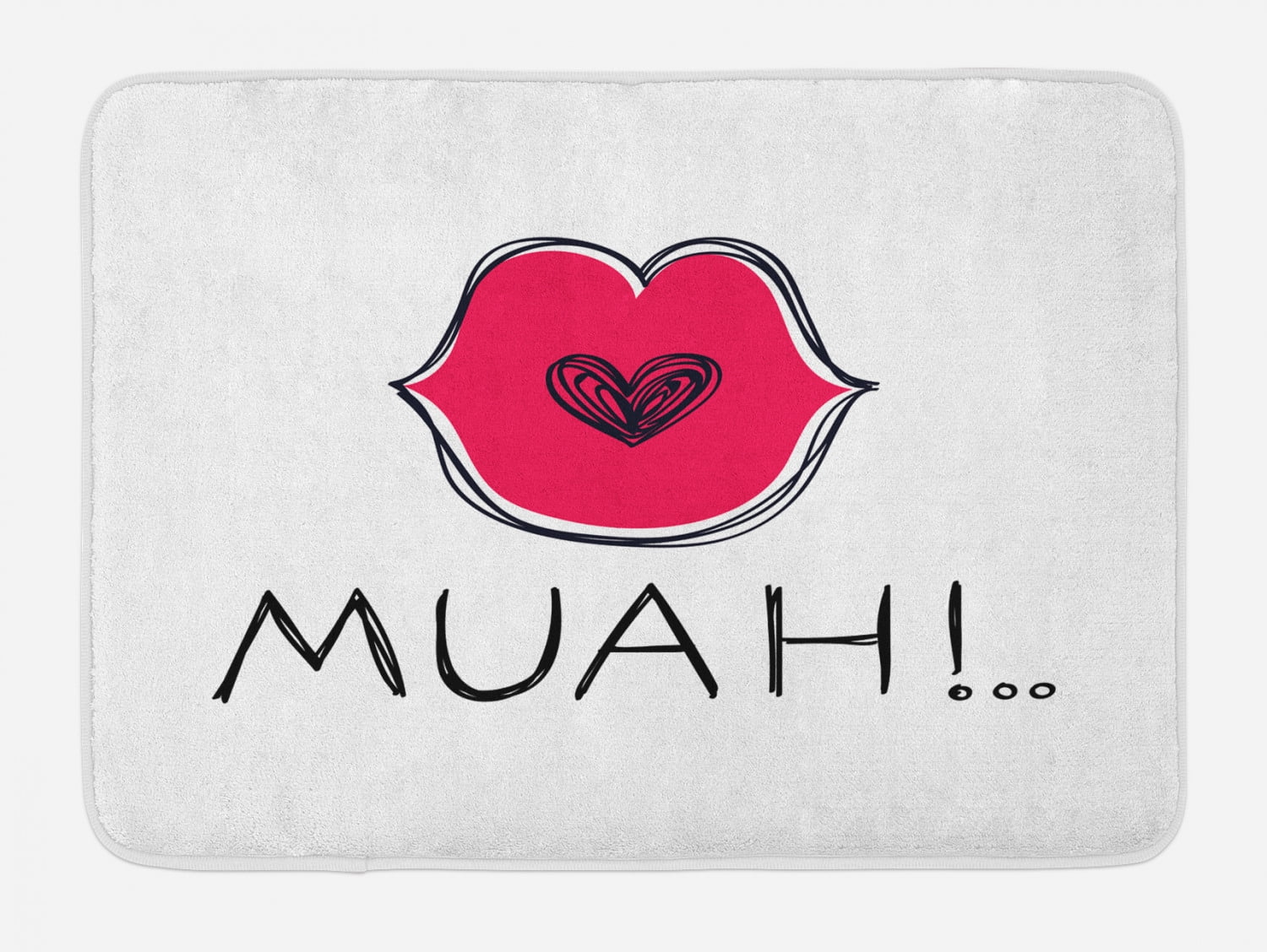 Kissing Bath Mat, Love Themed Composition of Lip Sending Kisses and ...