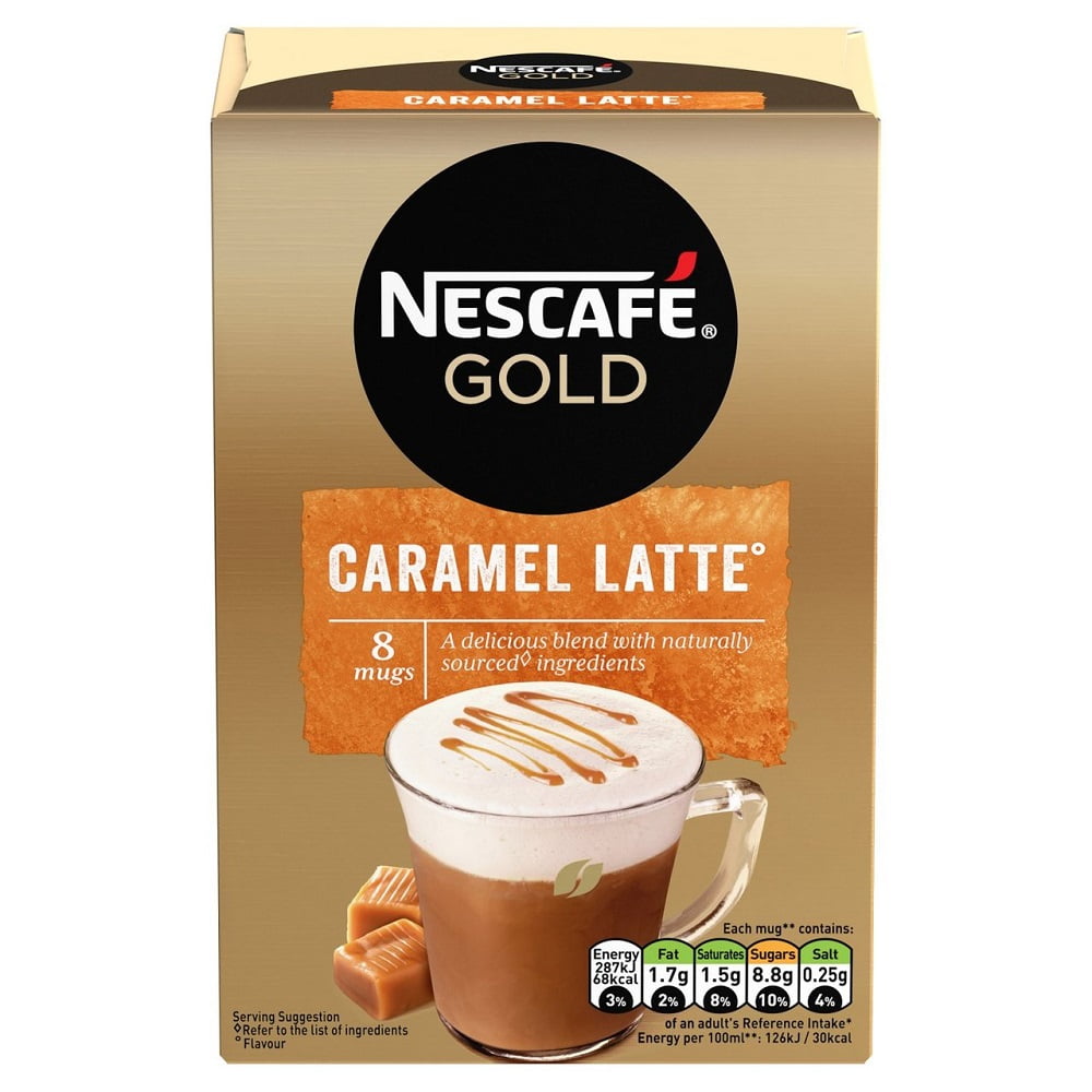 Buy Nescafe Gold Instant Coffee Latte Caramel 8 Sachets 136g (Pack of 3 ...