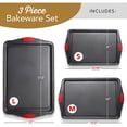 3-Piece Nonstick Baking Sheet Set with Silicone Handles, Durable Steel ...
