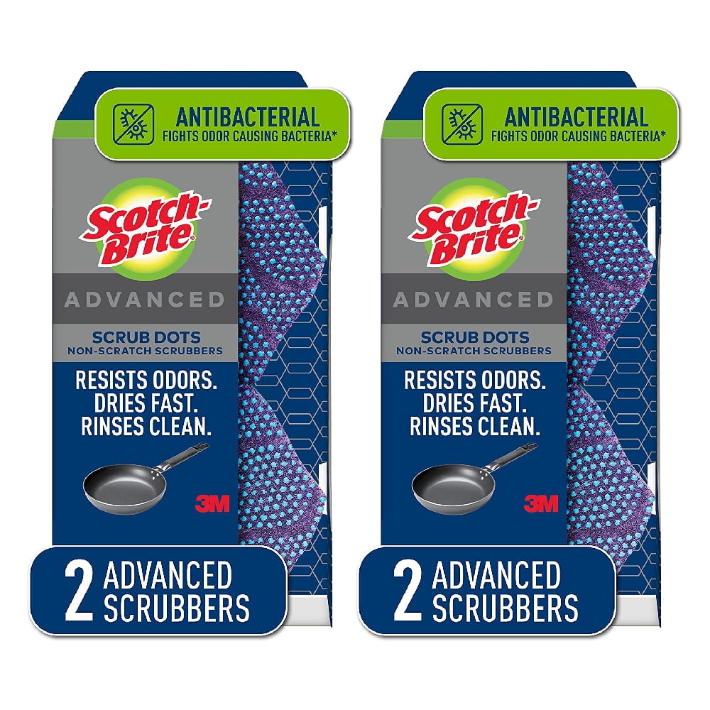 Scotch-Brite Advanced Scrub Dots Non-Scratch Scrubbers Hexagon Blue 2 ...