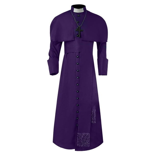 2023 Clergy Men Cassock Priest Costume Bishop Roman Catholic Church ...