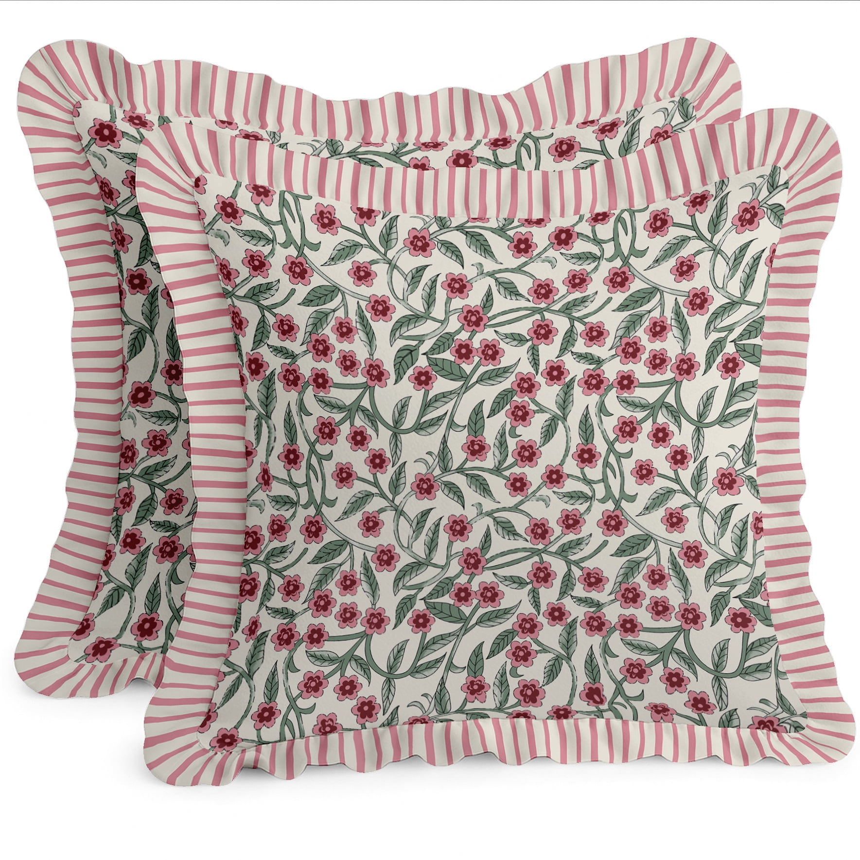 Click here for Set Of 2 Vargottam Cotton Twill Pillow Covers - Fl... prices