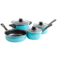 Mainstays Ceramic Nonstick Aluminum 12 Pieces Cookware SET Teal ombre ...