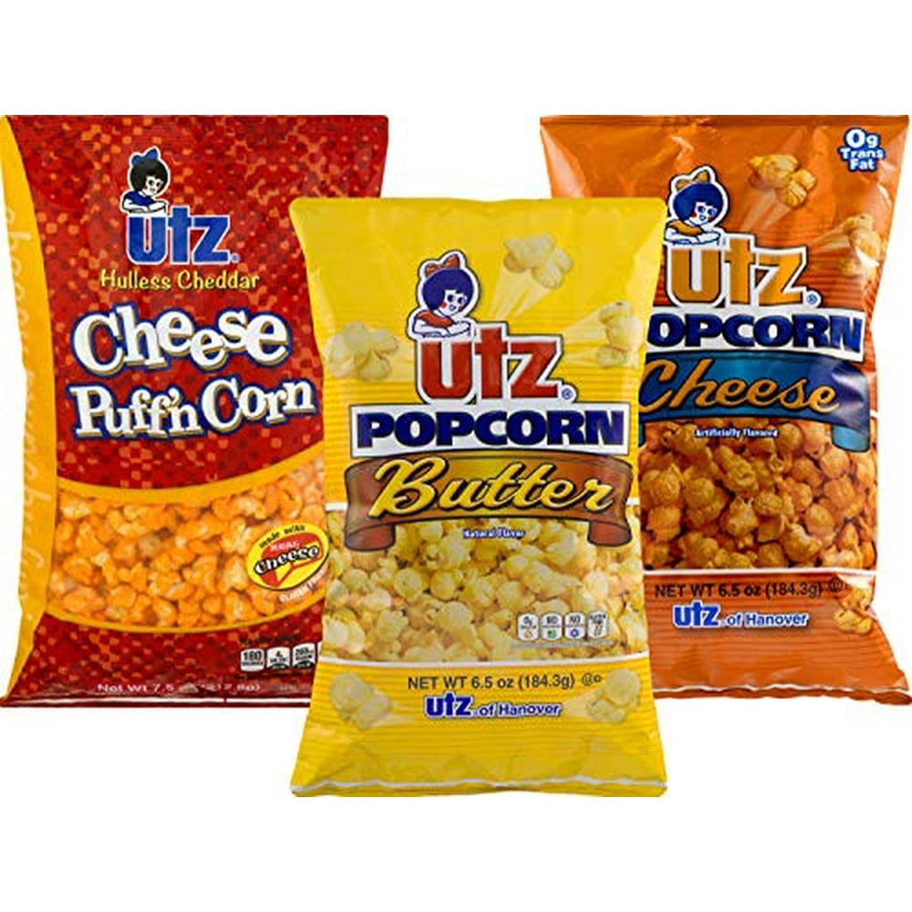 Utz Butter, Cheese & Hulless Puffin' Cheddar Popcorn Variety 3-Pack ...