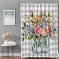 Bathroom Shower Curtain Colorful Flower Leaf on Bottle Waterproof ...