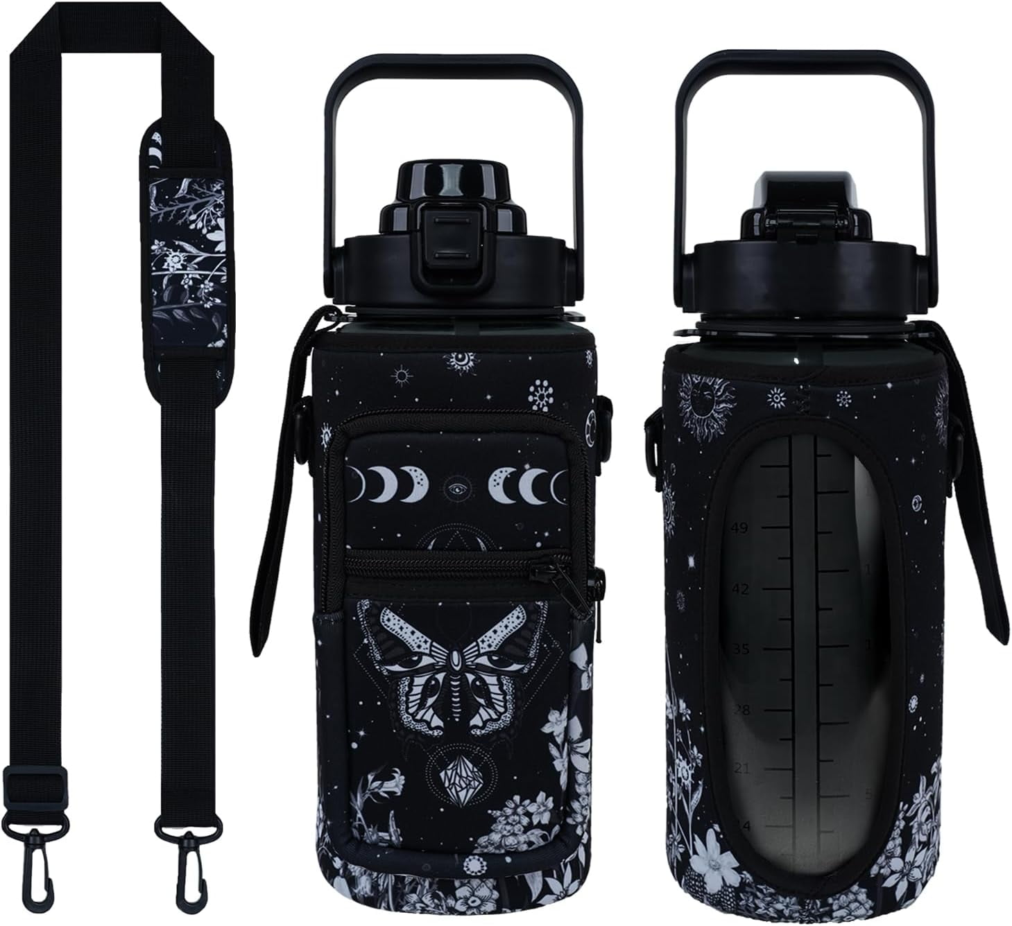 Goth Moon Half Gallon Water Bottle with Sleeve - Flip Top Bpa Free ...