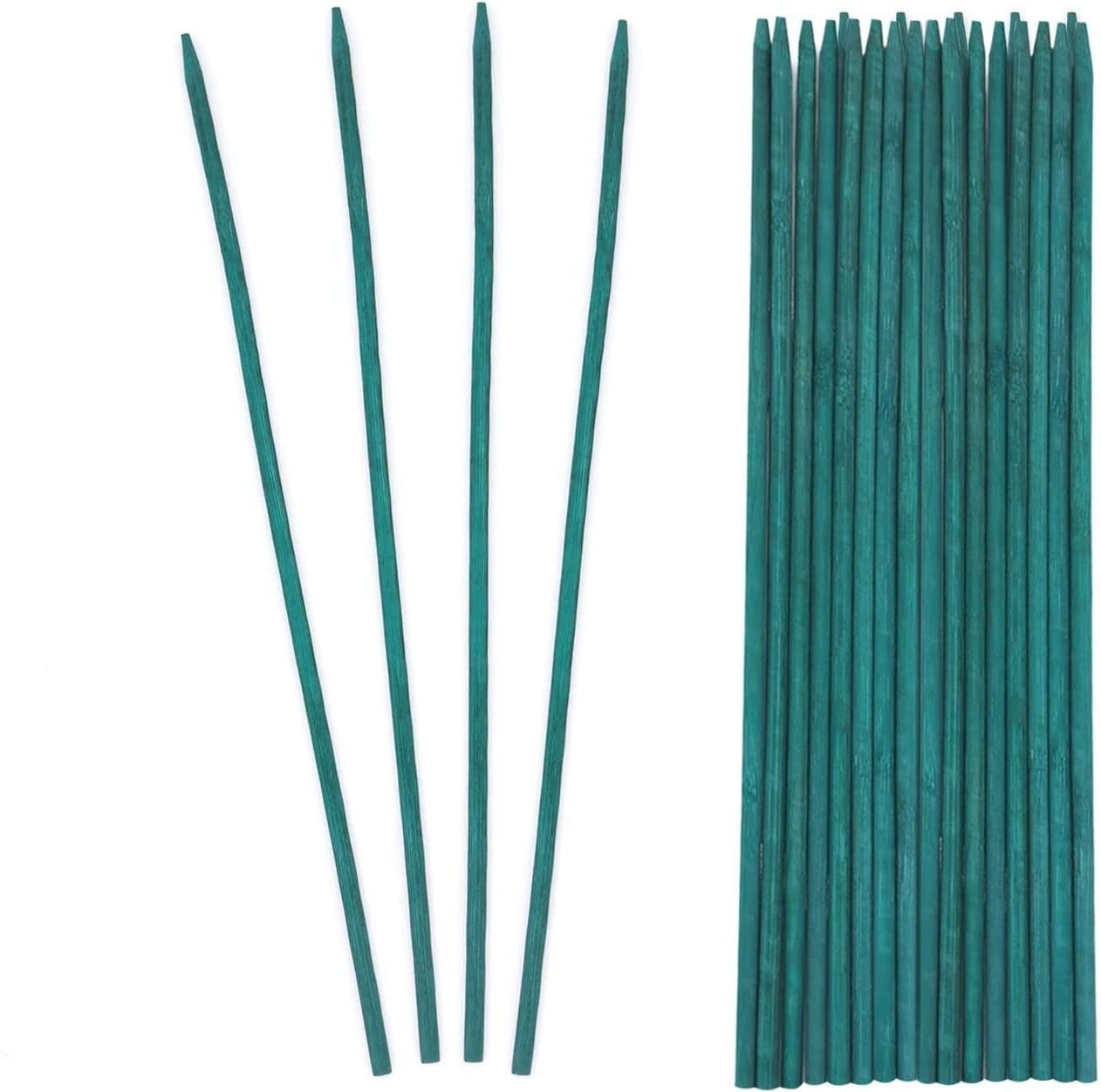 Happon 15" Green Bamboo Sticks, Garden Wood Plant Stakes, Floral/Orchid ...