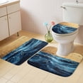 Abstract Ocean Waves Bathroom Rugs Set Vintage Nautical Gradient Gold ...