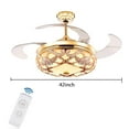 Miumaeov 42" Invisible LED Lamp Crystal Fan Ceiling Light w/ Remote ...
