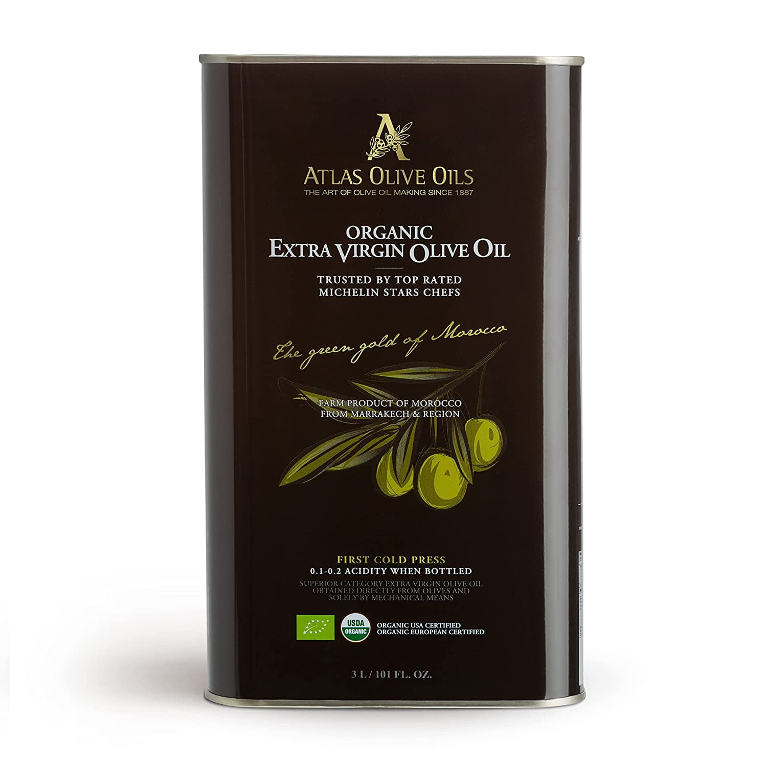 Atlas 3 LT Organic Cold Press Extra Virgin Olive Oil with Polyphenol ...