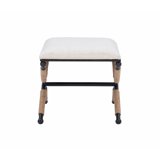 Linon 24x18x18 in. Ashburn Campaign Accent Stool, Linen Upholstered ...