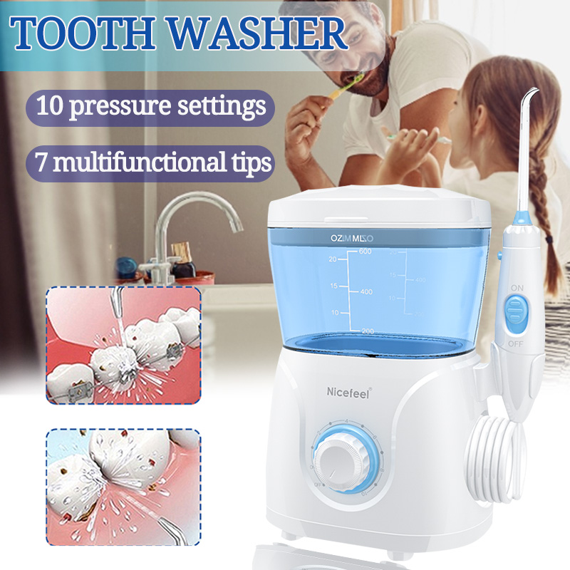 600ML Electric Teeth Cleaner Dental Flosser Washer Jet Tip Household 10 ...