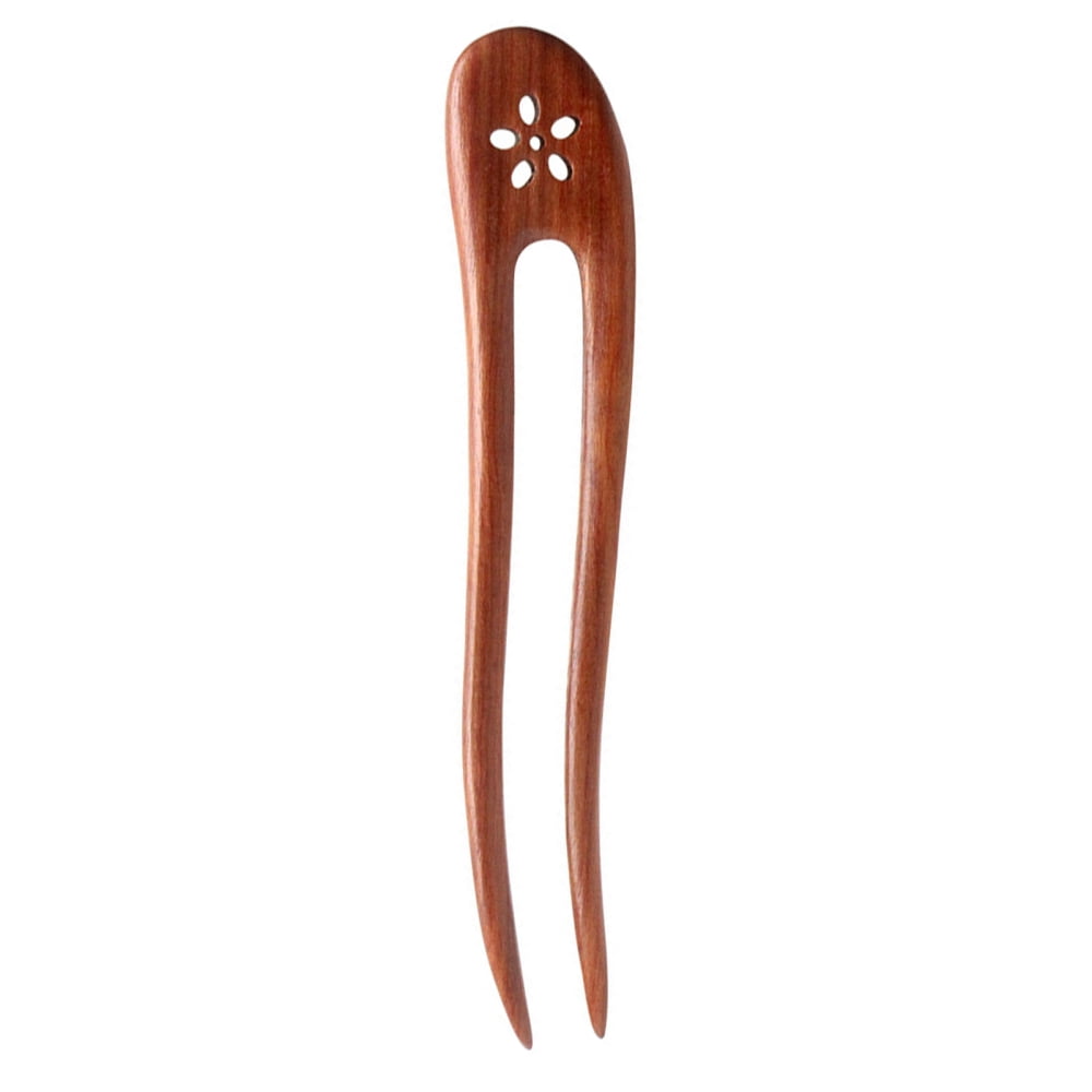 Chinese Hairpins Double Forks Green Sandalwood U-shape Hair Chopsticks ...