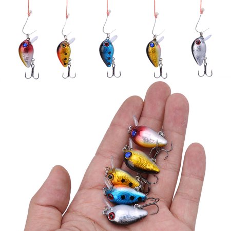 Yosoo 5pcs 3cm 3D Holographic Eyes Mini Fishing Lures Floating Micro Bass Bait Crankbait Treble ...
