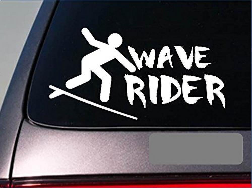 Wave Rider surf board wax surfing ocean beach *E220* wave 8" STICKER ...