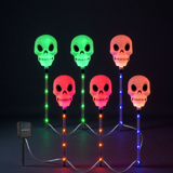 2 Packs Halloween Decorations Outdoor Scary Solar Skull Lights,16LED ...