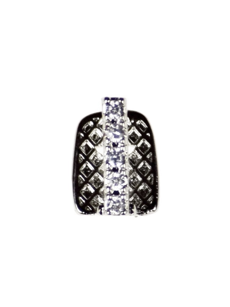 CZ Gap Grillz Silver Tone Single Tooth Top or Bottom Bling Teeth Single ...