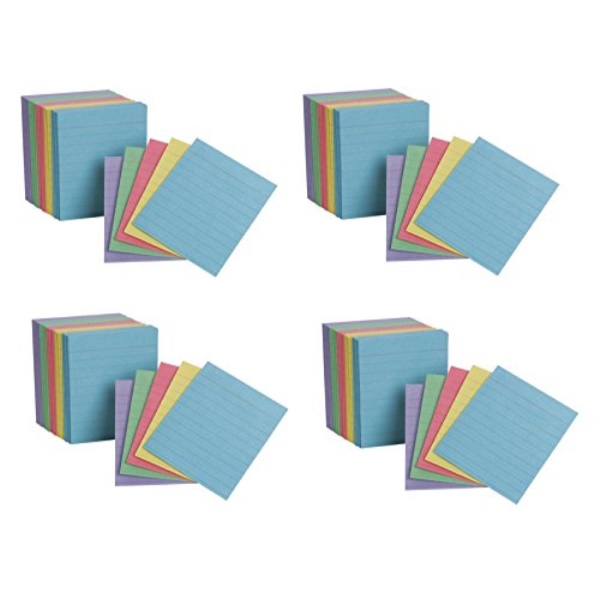 oxford mini index cards, 3" x 2.5", ruled, assorted colors, 200 per ...