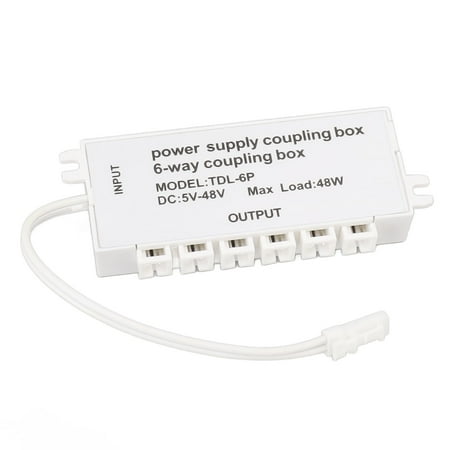 6 Way Power Supply Coupling Box Electrical Power Cord Connection Box DC ...