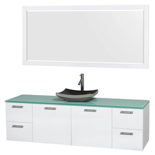 Wyndham Collection Amare 72 inch Single Bathroom Vanity in Glossy White ...