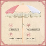LAGarden 6Ft UV-Resistant Patio Umbrella with Tassels & Stand, Pink ...
