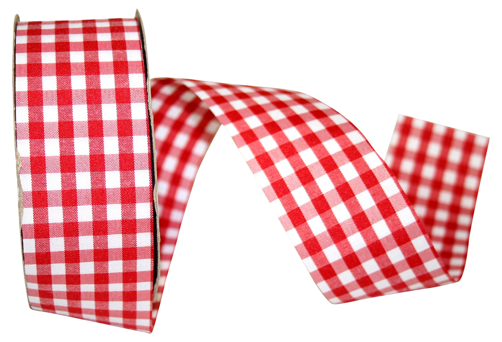 Reliant Ribbon - 7101-615-09J, Gingham Check Ribbon, Medium Red, 1-3/8 ...