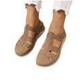 Brown Ladies Closed Toe Wedge Sandals Hollow Roman Style Summer Casual ...
