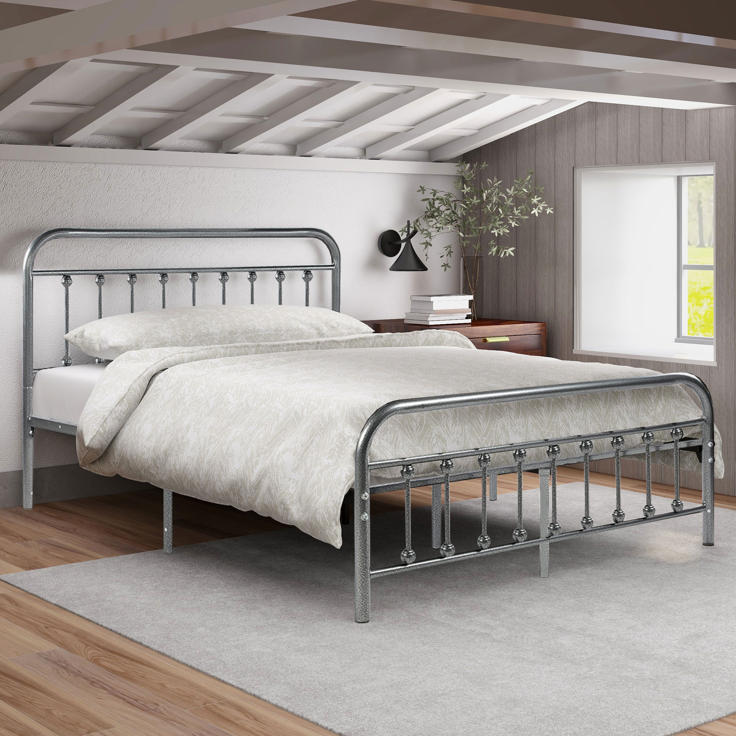 EvinTer Platform Metal Queen Bed Frame, Suitable for All Ages, Black ...