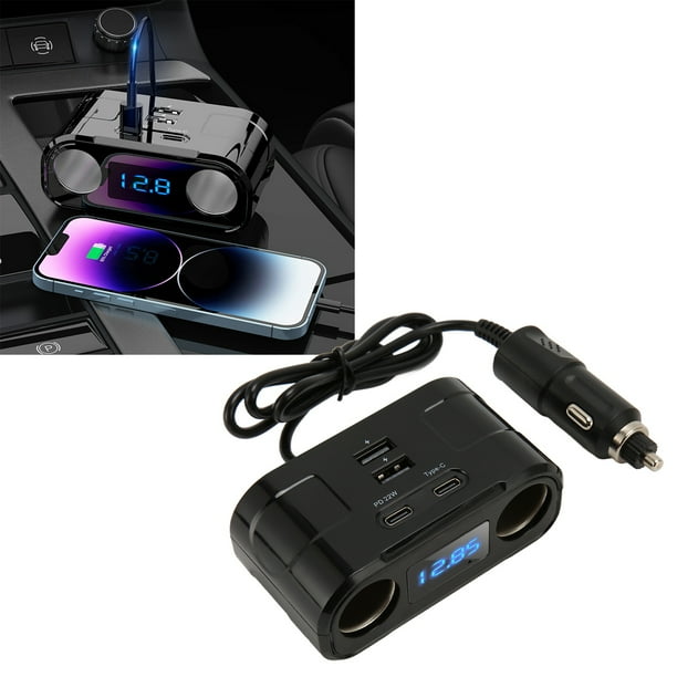 Lighter Splitter, 12T To 24V Car Splitter USB Type C Port Real Time ...