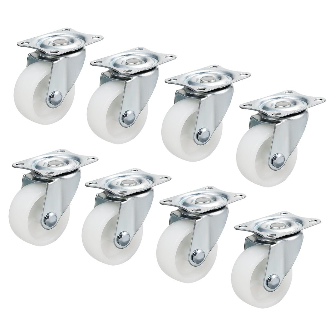 8Pcs 1.5 Inch Swivel Casters Wheels PP Plastic Wheel Top Plate Mounted ...