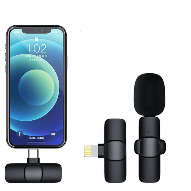 Wireless Microphone, Lapel Microphone, With iPhone And Type-C Connector ...