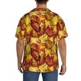 Hirioo Autumn Mosaic Maple Leaves for Men's Cuban Collar Short Sleeve ...