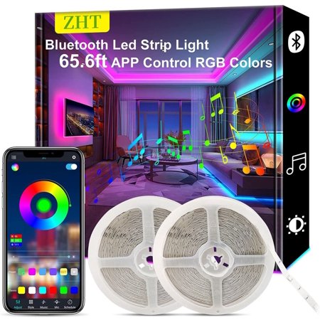 65.6Ft Bluetooth LED Strip Light Kit, RGB LED Light, Color-Changing ...