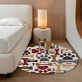 4ft Round Rug Dog Paw Print Area Rugs for Living Room Bedroom Washable ...