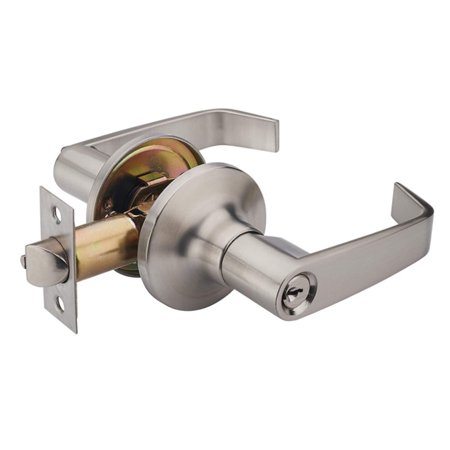 Push Button Handicap Friendly Entry Satin Nickel Lever Handle Door Lock ...