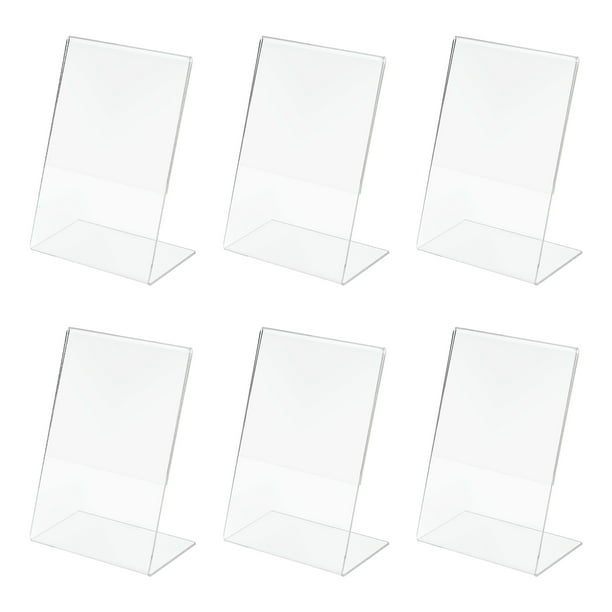 Slant Back Acrylic Sign Holder, 5.1 x 3.5 Inch Clear Sign Display ...