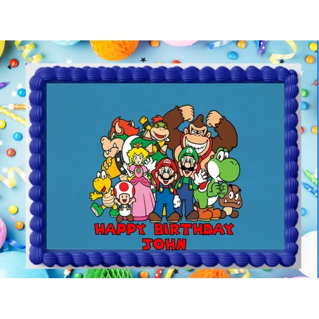 Mario Image Edible Cake Topper Birthday Cake Decoration Edible Photo ...