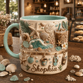 Beach Mug Custom Name Seashell Starfish Iced Coffee Cup for Beach ...