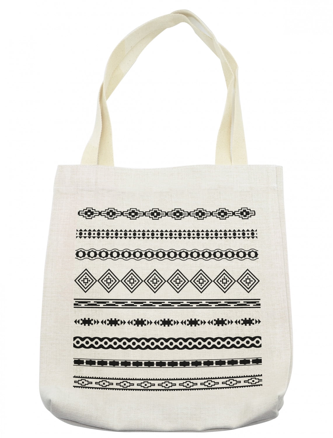 Tribal Tote Bag, Ethnic Abstract Geometric Forms Stripes Aztec Effects ...