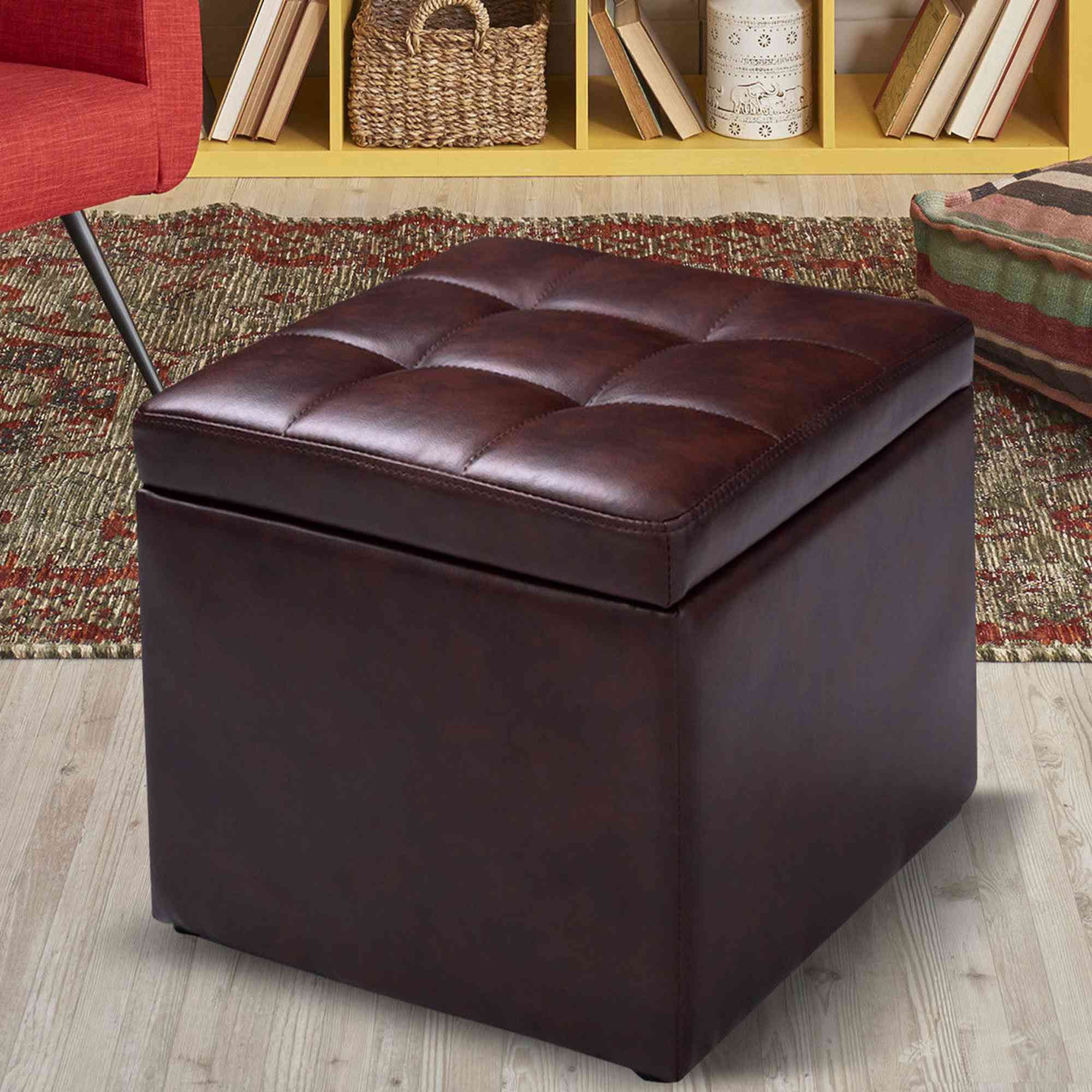 Click here for Costway Cube Ottoman Pouffe Storage Box Lounge Sea... prices