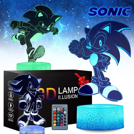 Sonic The Hedgehog 3D Night Light, Sonic Toys Anime Lamp 16 Color ...