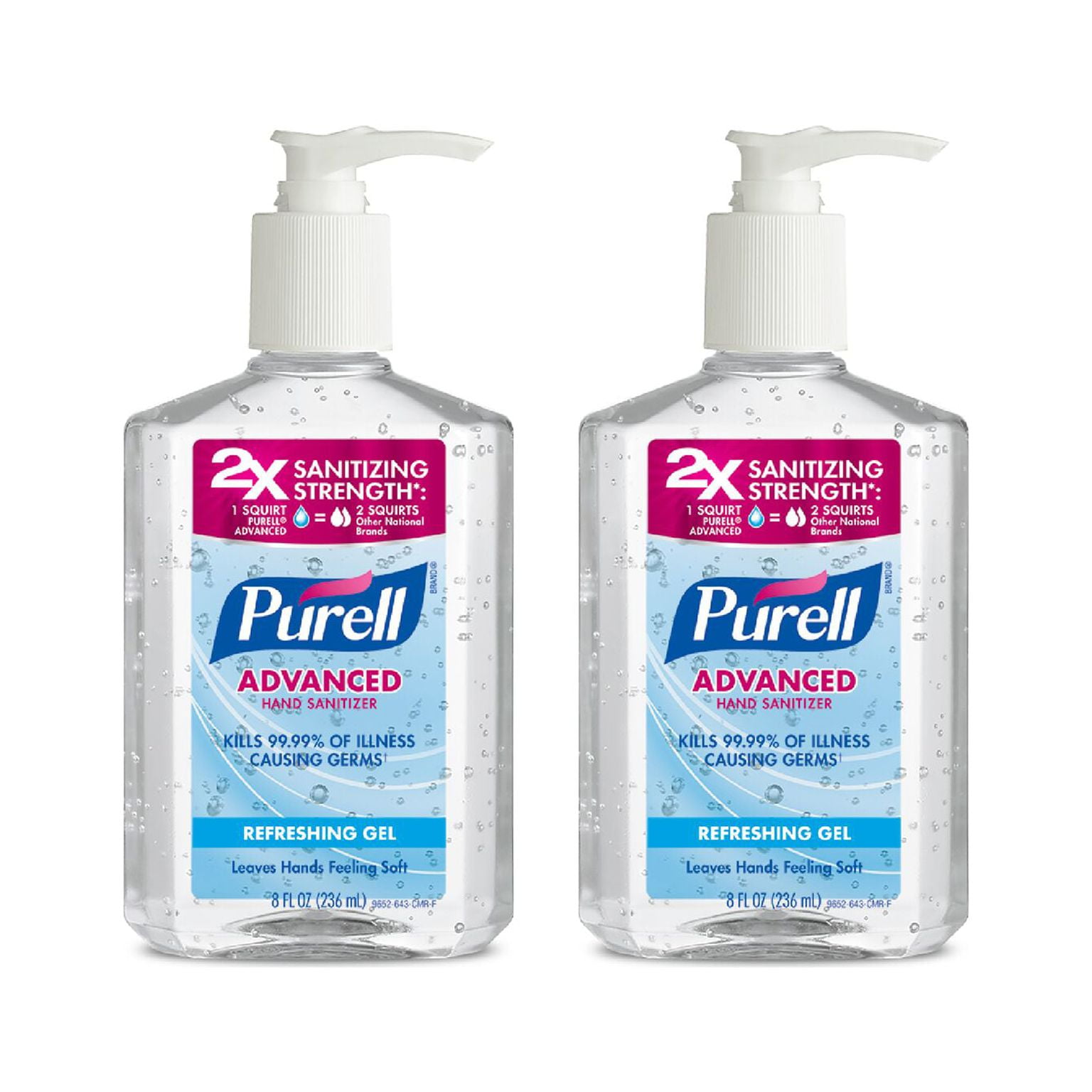 Pack of 2 PURELL Advanced Hand Sanitizer Refreshing Gel 8 Oz Pump