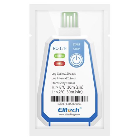 Elitech RC-17N Disposable Single-Use NFC Temperature Recorder Data ...