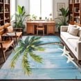 Coconut Tree Area Rugs 5x8ft Nautical Blue Wood Grain Floor Rug Non ...